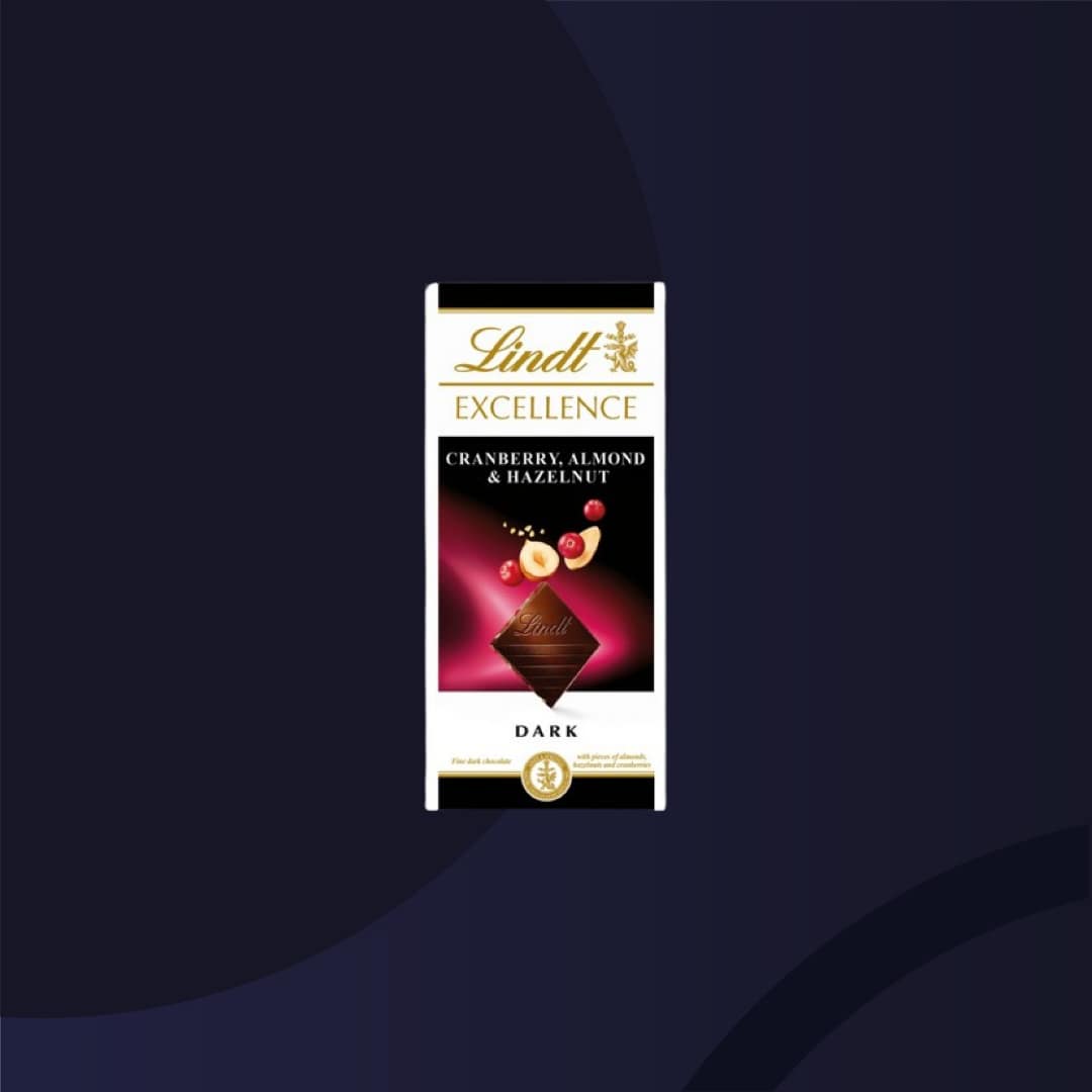 Lindt Excellence Dark Cranberry, Almond & Hazelnut Bar 100g – bitefuse